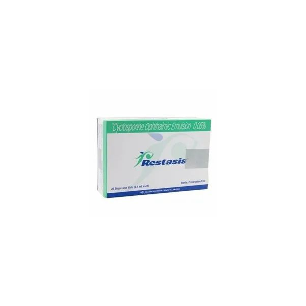 RESTASIS Cyclosporine 0.05% (0.5mg / g) Ophthalmic Emulsion 0.4mL 1's ...